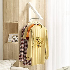 Leadiy Single Retractable Clothes Drying Rack, Wall Mounted Foldable Laundry Hanger for Small Spaces, Small Collapsible Folding Garment Al Alloy Racks, Coat Hanger Dorm Accessories (Silver)