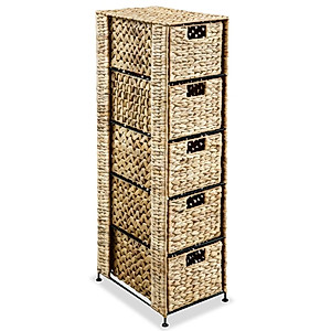 Gecheer Storage Unit with 5 Baskets 10"x14.6"x39.4" Water Hyacinth D320509C
