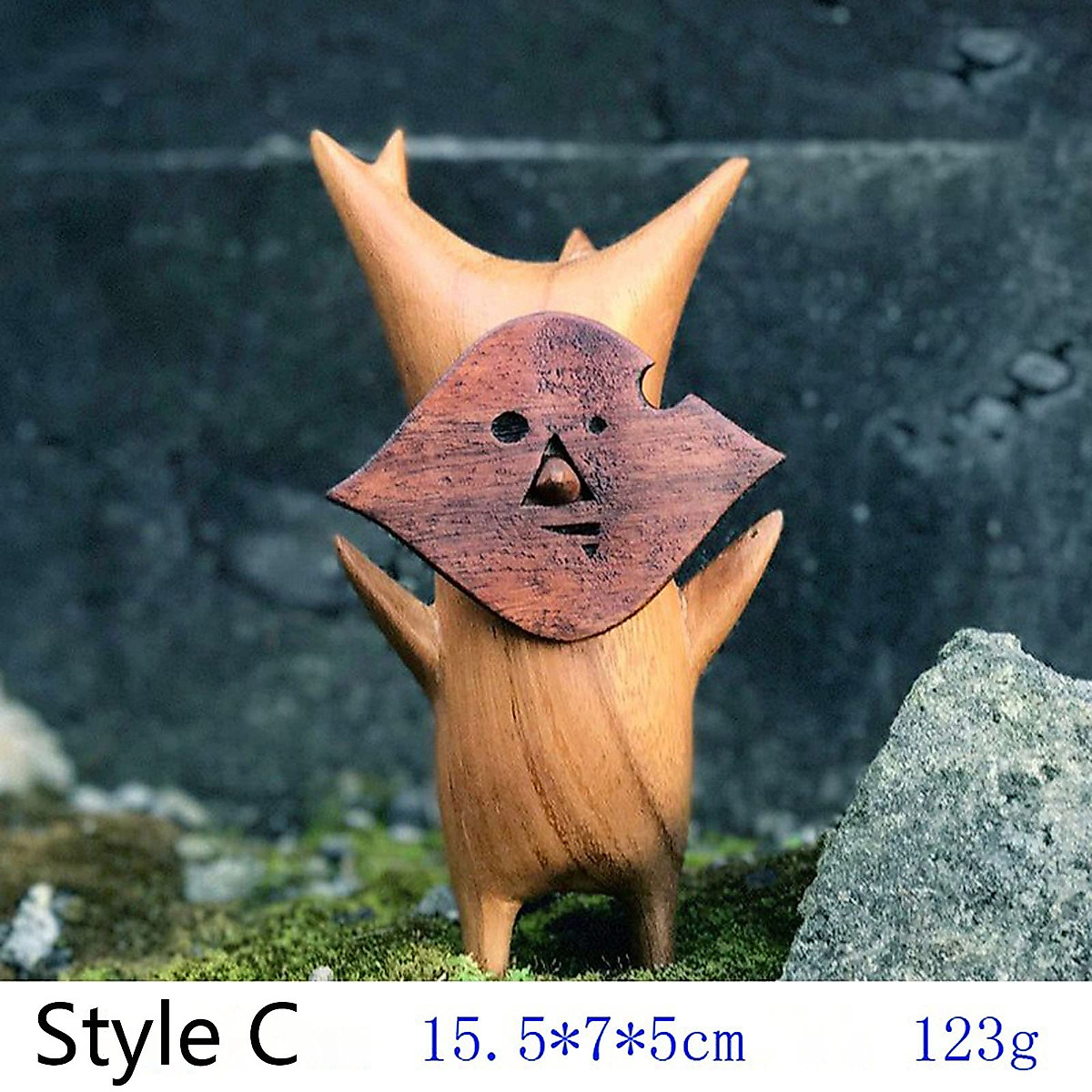 Garden Decor Crafts Creative Cute Expression Korogu Family Safe Wooden Grain Resin Leaf Fairy Ornaments for Home Office Car Interior Decor (A Set)