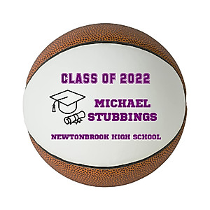 Personalized Custom Graduation 2024 Basketball Gift - Graduation Class of 2024 - Graduation Gift for Boy - Graduation Gift for Girl (Regulation Basketball, Puprle Text)