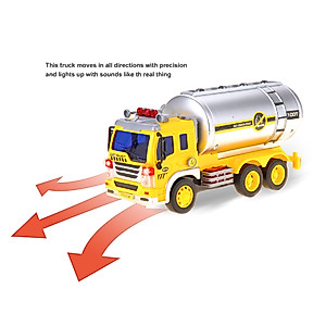 PowerTRC Push & Go Friction Powered Oil Truck Toy with Light and Sound | Realistic Play Oil Tanker Truck Toy Gift for Boys and Girls