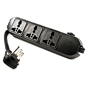Simran SM-60 Universal Power Strip 3 Outlets for 110V-250V Worldwide Travel with Surge/Overload Protection