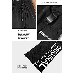 Laixton Mens Joggers Pants Lightweight Unisex Street Cargo Pants Outdoor Jogging Hip Hop Casual Pants Techwear Pants Black