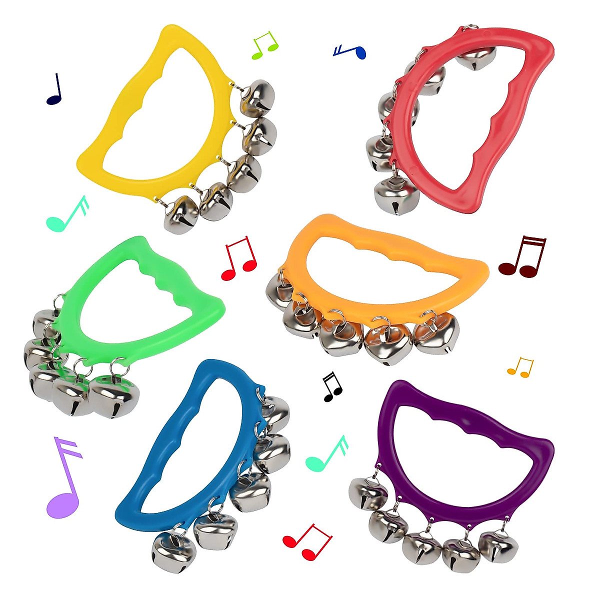 MUSCELL Jingle Bells, 24 Pcs Christmas Hand Bells Jingle Bells, Brightly Colored Musical Instruments Jingle Bells Gift for Children Party, Classroom and Show, for 3+Years Old