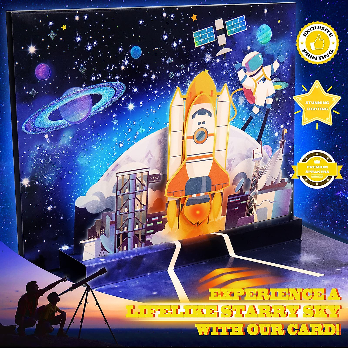 BYKOOO Birthday Card, Musical Pop Up Cards w Light, Birthday Cards w Cool Sound Effects and, Celebrate Birthdays, Graduations, Weddings & Promotions w Congrats, Greeting Card w/Congrats Text on Cover