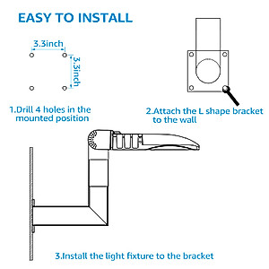 LEONLITE L Shape Wall Mount Bracket for Slip Fit Light, 2-3/8 inch, 90 Degree, 60mm, Shoebox Light Wall Bracket, for Floodlight, Street Light, Parking Lot Light and Outdoor Lighting fixtures