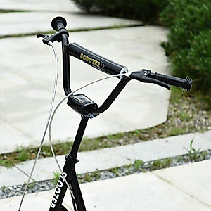 Aosom Youth Scooter, Teens Kick Scooter, Adjustable Handlebar Ride On Toy for 5+ w/Front and Rear Dual Brakes Inflatable Wheels, Black