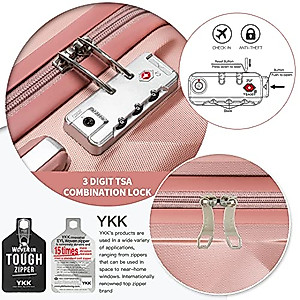 Somago Luggage Sets 3 Pieces Hardside with Spinner Wheels Suitcase with TSA Lock 20in24in28in Nude Pink