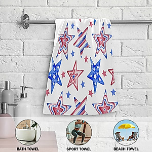 Kcldeci American Flag Stars Kitchen Dish Towel, USA Patriotic Star Bath Fingertip Tea Bar Hand Drying Cloth,Farmhouse Absorbent Dishcloths for Cleaning Drying Cooking Baking Set of 2