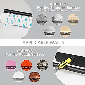 Paper Towel Holder Under Cabinet 13 Inches Stainless Steel Self Adhesive Paper Towel Holder Wall Mount for Kitchen, Pantry, Bathroom, Living Room (Black)