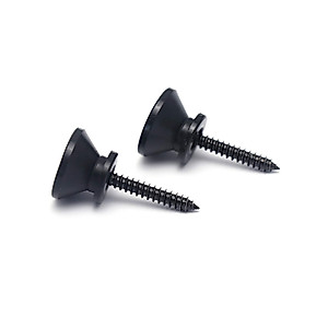 Metallor Guitar Strap Buttons Metal Guitar Strap Locks End Pins with Mounting Screws for Folk Acoustic Electric Guitar or Bass Ukulele Set of 2Pcs Bell Style. (Black)