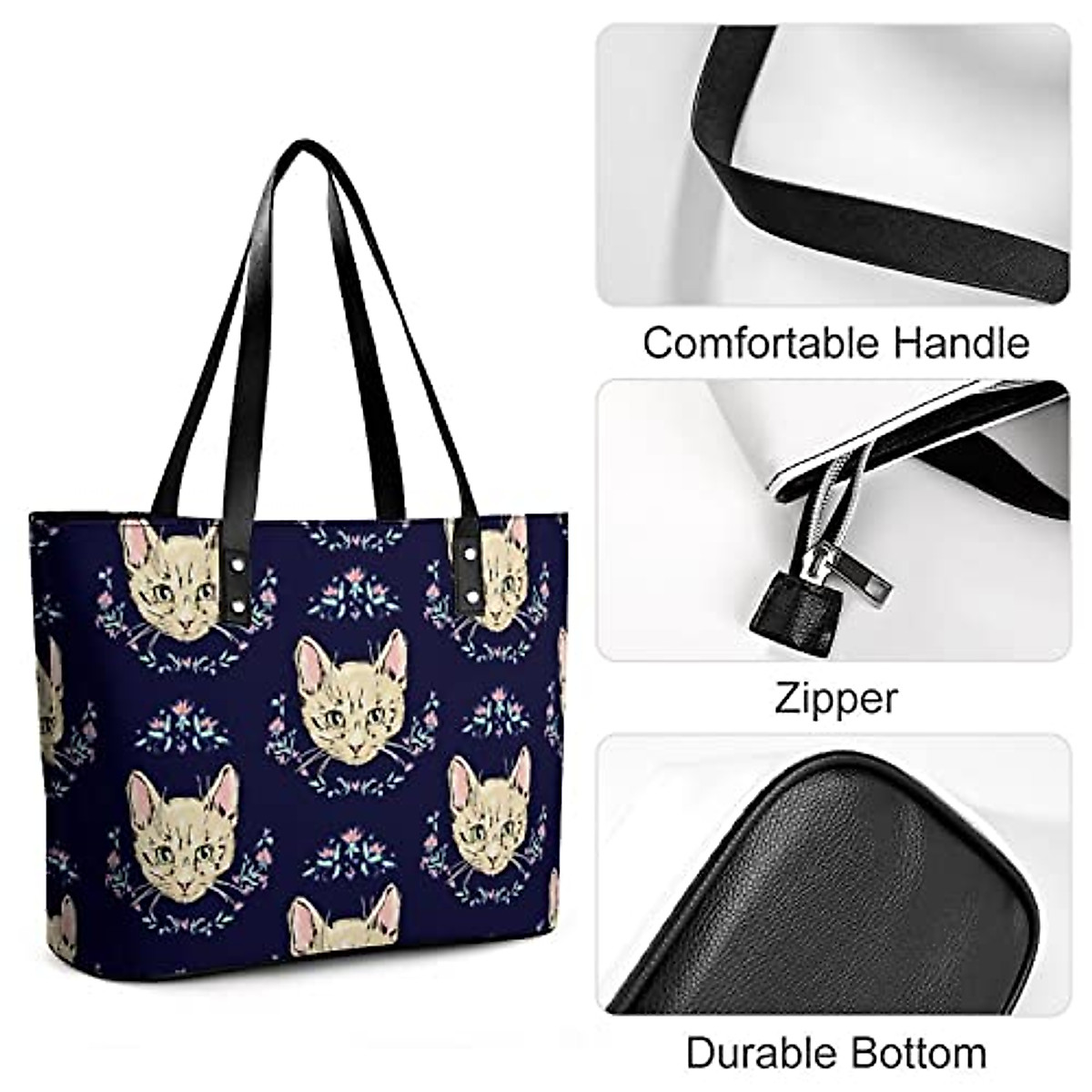 Womens Handbag Cats Leather Tote Bag Top Handle Satchel Bags For Lady
