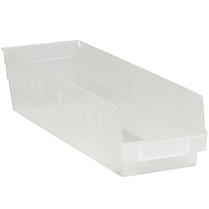 Great Box Supply Plastic Shelf Bins, 17 7/8" x 4 1/8" x 4", Clear, 20/Case