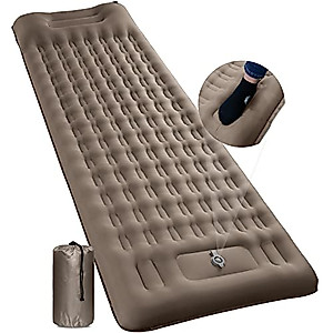 NOWTOWIN Inflatable Sleeping Pad for Camping, 4 Inch Thick Comfortable Sleeping Mat for Backpacking Hiking Traveling, Compact Waterproof Camping Air Mattress with Built in Foot Pump and Pillow