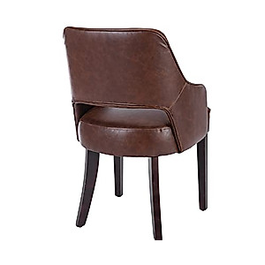 Kmax PU Leather Dining Chairs Set of 2 Upholstered Side Chairs Farmhouse Accent Chairs with Open Back Wood Legs for Dining Room Guest Room Restaurant, Brown