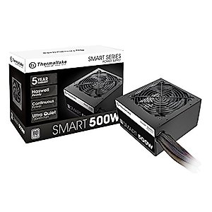 Thermaltake Smart 500W 80+ White Certified PSU, Continuous Power with 120mm Ultra Quiet Cooling Fan, ATX 12V V2.3/EPS 12V Active PFC Power Supply PS-SPD-0500NPCWUS-W