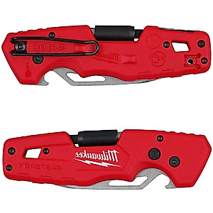 Milwaukee FASTBACK Folding Utility Knife w/Blade Multifunctionality, Red-black
