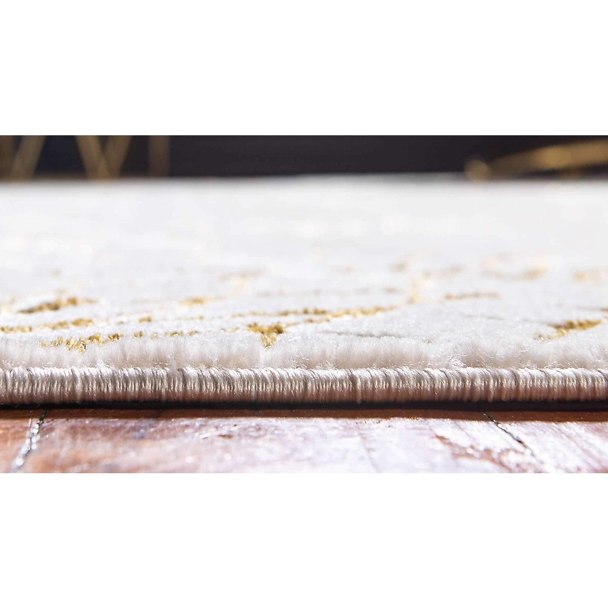 Unique Loom Marilyn Monroe Glam Collection Area Rug - Dahlia (2'x 3' 1' Rectangle, White Gold/ Gold)