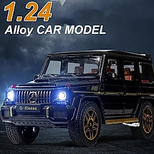 EROCK Exquisite car Model 1/24 Benz G63 AMG Model Car, Zinc Alloy Pull Back Toy car with Sound and Light for Kids Boy Girl Gift (Black)