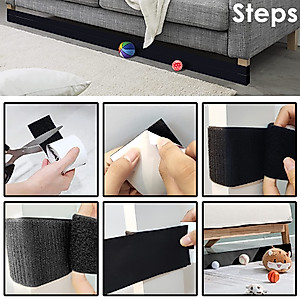 NA Rovepic 394 Inch Couch Gap Blocker Adjustable Bumper for Under Furniture with 19.5 Inch Adhesive Mounting Strap Avoid Things Sliding Under Furniture Bumper Stopper Guards for Bed Bottom (Black)
