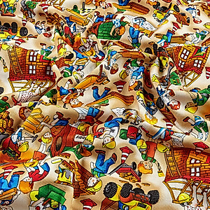 Building 101 Tiny Builders Ecru, Quilting Fabric by the Yard