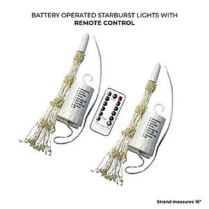 LumaBase Battery Operated Starburst Lights with Remote Control, Multicolor - Set of 2