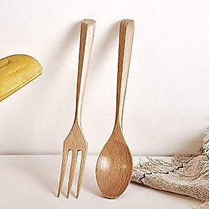 round Table Centerpieces Wooden Fork Natural Reusable Flatware Spoon Color Set Portable Tableware Solid Kitchen，Dining & Bar Dinner Table Set for 4 Tall