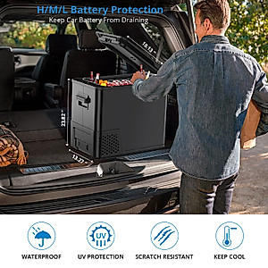 Acekool 12V Refrigerator, 42 Quarts/40L Car Refrigerator, RV Portable Refrigerator with 12/24V DC and 110-240V AC, Freezer Fridge Cooler, Rugged Wheels, for Car, RV, Camping and Home Use