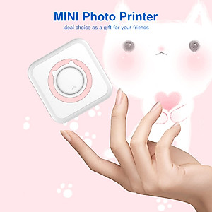 HXBER Photo Printer, All-in-one Photo Printer Multifunction Portable Printer Wireless Instant Mini Printer Support BT Connection for Smartphone with 6 Thermal Paper Rolls and 5 Self-Adhesive Paper