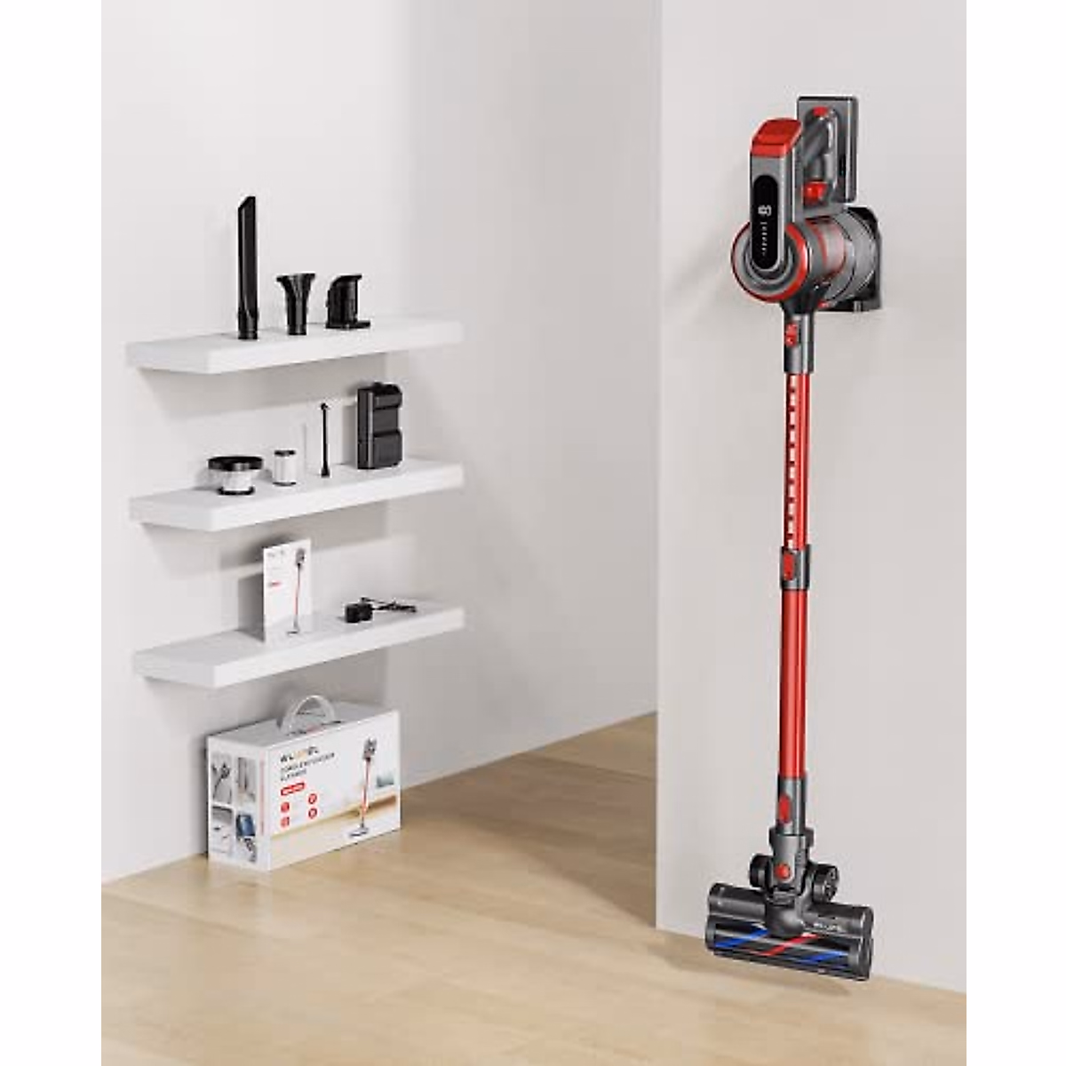 WLUPEL Cordless Vacuum Cleaner, 33kPa Stick Vacuum Cleaner, 400W Powerful Handheld Vacuum with LED Touch Display, 55mins Runtime for Pet Hair, Carpet and Hardwood Floor(Hero 8 Pro)