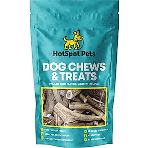 hotspot pets Premium Deer Antlers for Dogs - 7+ Inch Large Antler Dog Chews (2 Pack) Naturally Shed Antler Bone for Large Breed Aggressive Chewers - Made in USA - Promotes Dental Hygiene