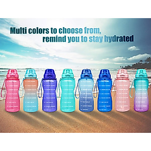 Fidus Large Half Gallon/64oz Motivational Water Bottle with Time Marker & Straw,Leakproof Tritan BPA Free Water Jug,Ensure You Drink Enough Water Daily for Fitness,Gym and Outdoor Sports