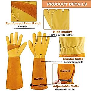 SLARMOR Long Gardening-Gloves Women/Men-Thorn proof Rose Pruning Heavy Duty Gauntlet-L