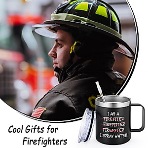 LiqCool Firefighter Gifts for Men, I'm A Firefiter I Spray Water Insulated Coffee Mug, Cool Gifts for Firefighters Son Husband Friend, Christmas Fireman Gifts, Funny Coffee Mug for Men, 12 Oz Black