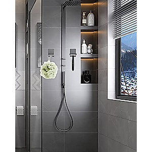 ABINLIN Razor Holder for Shower Wall 4 Pack, Stainless Steel Razor Hanger for Shower, Waterproof Self-Adhesive Towel Hooks for Bathrooms (Silver)