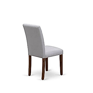 East West Furniture ABP8T05 Parson Grey Linen Fabric Padded Dining Chairs, Set of 2