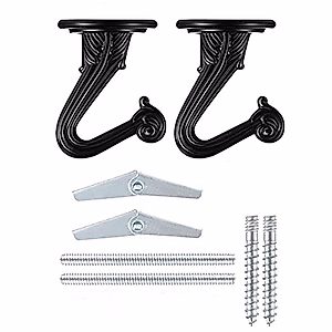 GDQLCNXB Swag Ceiling Hooks - Heavy Duty Swag Hook with Hardware for Hanging Plants Ceiling Installation Cavity Wall Fixing 2 Sets Black