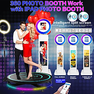 ZLPOWER Portable Photo Booth for iPad 10.2" 10.9" 11" 12.9" with Software Control LCD Screen Stand Shell Selfie Photobooth Machine RGB Ring Light Remote with Flight Case for Parties Wedding Rental