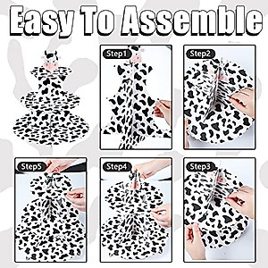 Farm Animal Cow Print Cupcake Stand Cow Print Party Supplies 3 Tier Cupcake Holder Cardboard Cupcake Stand Cow Print Decor Cow Themed Party Decorations for Baby Shower Birthday Party Supplies (1 Set)