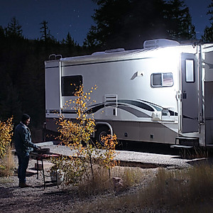 Lumitronics RV 12V LED Oval Porch Utility Light - Clear & Amber Lenses - for Motorhomes, Campers, Trailers, 5th Wheels (White)