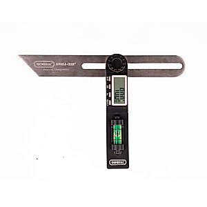 General Tools ANGLE-IZER T-Bevel Gauge & Protractor with Bubble #928 - Digital Angle Finder with Full LCD Display & 8" Stainless Steel Blade Level, Black