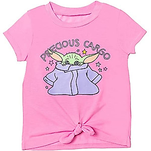 Star Wars The Child Toddler Girls Graphic T-Shirt Shorts and Scrunchie 3 Piece Outfit Set Pink/Rainbow 5T