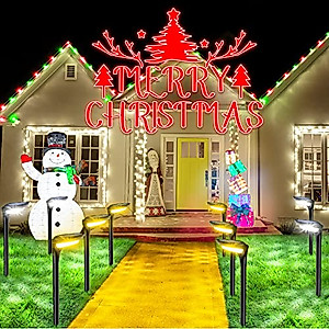 JSOT Solar Garden Lights, 150 Lumen Bright Solar Pathway Lights, Solar Lights Outdoor Waterproof Landscape Lighting for Outside Yard Backyard Path Driveway Walkway, Cool Light & Warm Light, 4 Pack