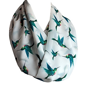 Etwoa Teal Blue Birds Pattern Infinity Scarf Circle Scarf Loop Scarf