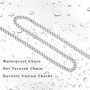 Reoxvo Mens Chain Necklace for Men Silver Cuban Curb Link Chains for Men 5mm Silver Chain Necklaces Jewelry for Men Boyfriends Gifts 20 inch