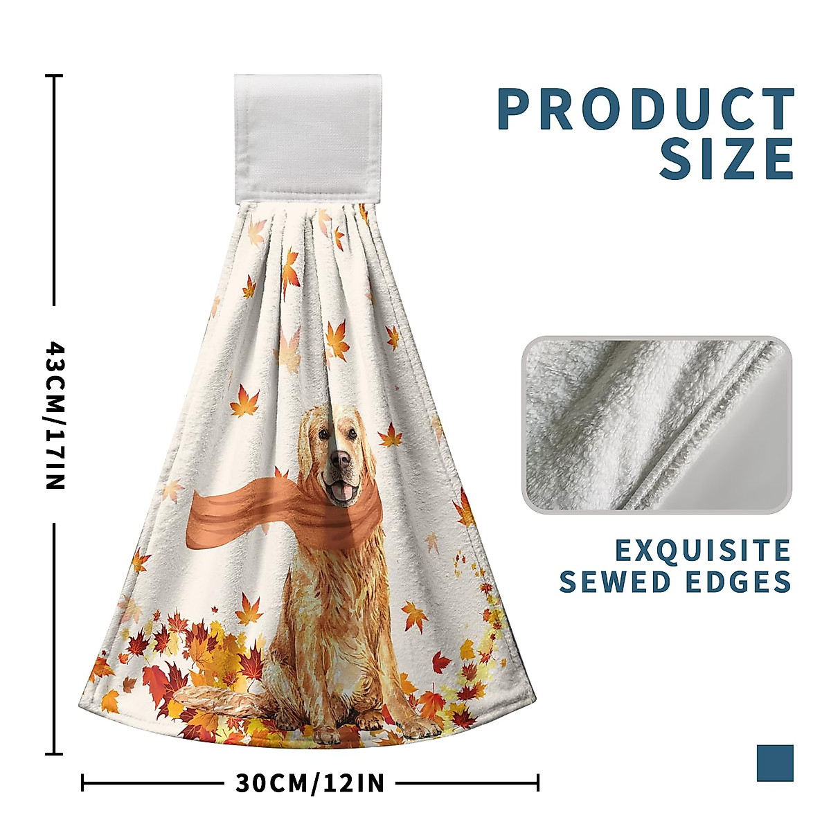 Kwlegh Dog Hand Towels for Bathroom Set of 2 Puppy Hanging Dish Towels Kitchen Towel with Hanging Loop Small Fingertip Tie Towel for Dog Lovers