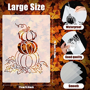 5 Pieces Fall Pumpkin Stencils 11.7 x 8.3 Inches Thanksgiving Autumn Stencils Pumpkin Painting Stencils Plastic Harvest Templates for DIY Drawing Painting Crafts Arts Farmhouse Decoration