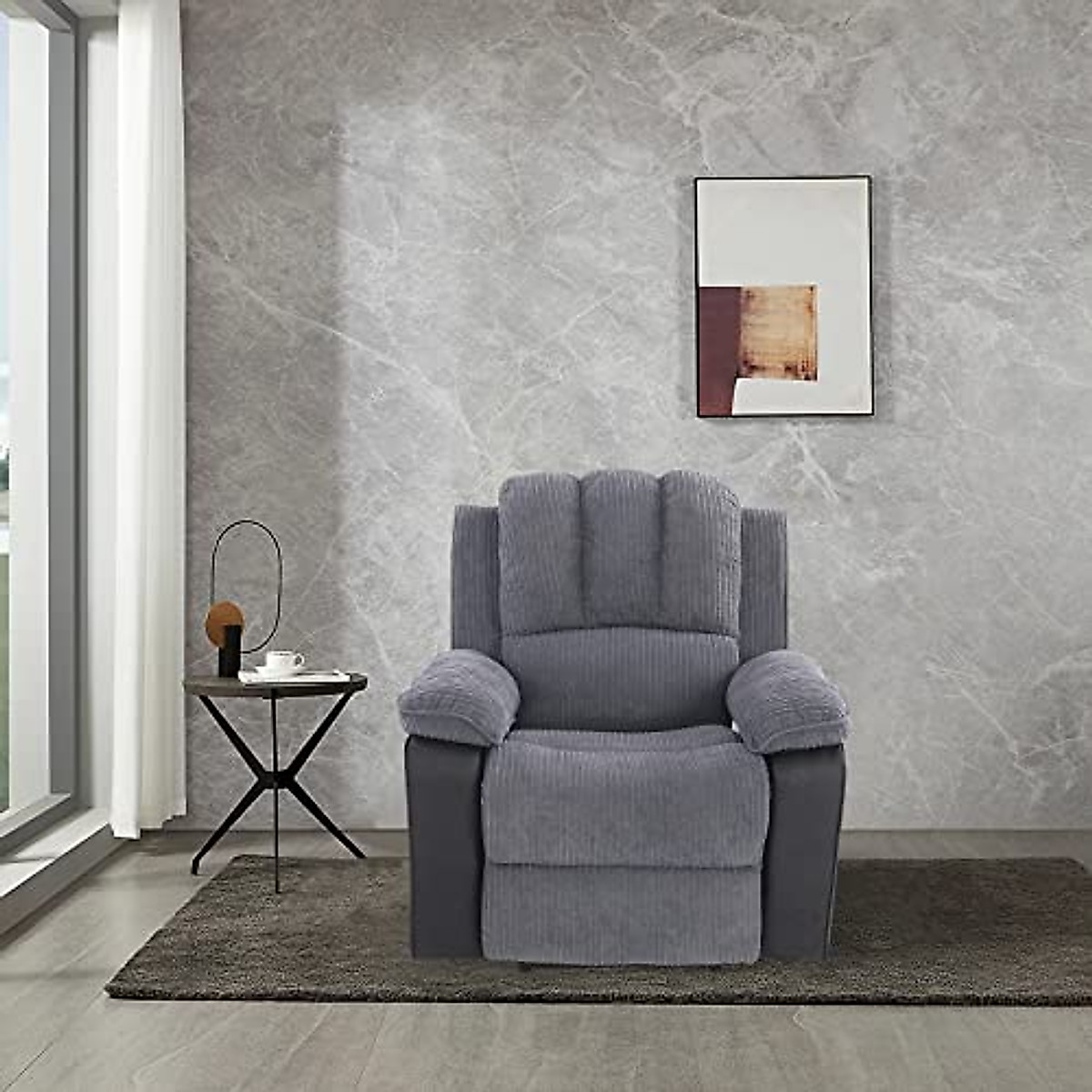 Corduroy + Black pu Ergonomic Electric Flat Sofa with 8-Point Massage and Heating Function, Thickened armrests and backrest Single Sofa Chair for The Elderly, Bedroom, Living Room (Gray)