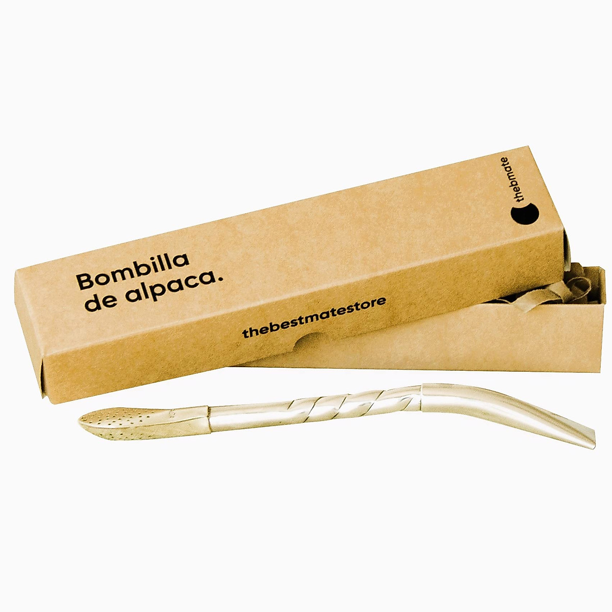 TheBmate Premium Bombilla Mate (Mate Straw) – Yerba Mate Bombillon Straw - Crafted German Silver (Alpaca) Bombilla Straw - Handmade in Uruguay – Cleaning Brush included