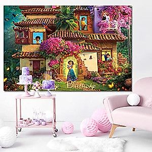 Encanto Birthday Party Supplies, Happy Birthday Backdrop for Encanto Party Decorations, 5×3 Ft Encanto Backdrop for Boys Girls Party Decorations and Bedroom Decorations